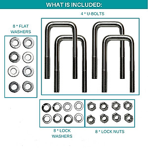 Square U-Bolt, Stainless Steel Square U-Bolt Boat Trailer Ubolts with washers and Nuts, U-Bolts for Sailboat Trailer, Automobiles Trailer Replacement Parts, 4 Pack (D-1/2-13 X W 2-1/16" X L 6-3/4")