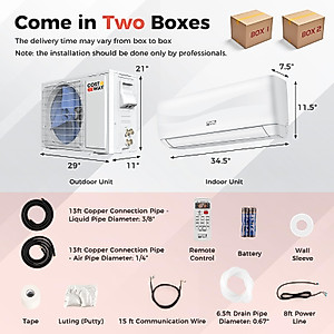 COSTWAY 12000BTU Mini Split Air Conditioner& Heater, 20 SEER2 115V Wall-Mounted Ductless AC Unit Cools Rooms up to 750 Sq. Ft, Energy Efficient Inverter AC with Heat Pump (Blast Series)