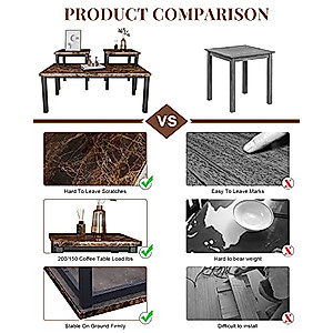 DKLGG Faux Marble Coffee Table Set of 3 Piece, Living Room Table Set Coffee Table & 2pcs End Table with Metal Frame Sofa Side Tables Perfect for Living Room Apartment Accent Furniture