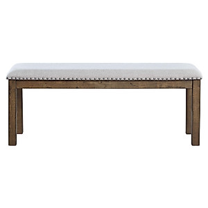 Signature Design by Ashley Moriville Casual Rustic Upholstered Dining Bench, Grey & Brown