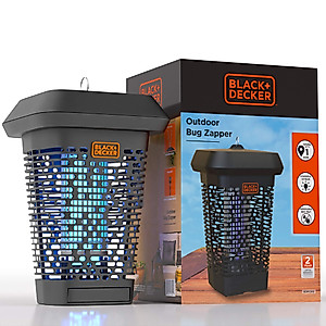 BLACK+DECKER Bug Zapper, Electric UV Insect Catcher & Killer for Flies, Mosquitoes, Gnats & Other Small to Large Flying Pests, 1 Acre Outdoor Coverage for Home, Deck, Garden, Patio, Camping & More
