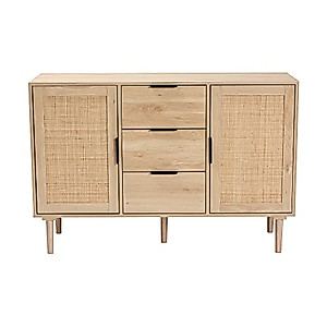 Baxton Studio Harrison Sideboard and Server, One Size, Natural Brown/Black