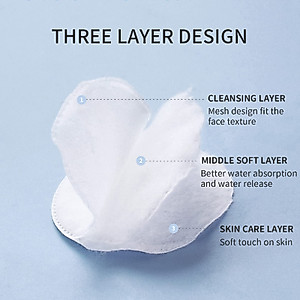 MSQ Cotton Rounds (300 Count), Makeup Remover Pads, Face Cotton Pads, Facial Cleansing Round Cotton Pads, Lint-Free