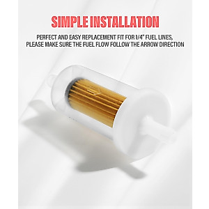 ESEWALAS 2PCS Fuel Filter for 1/4" Hose Lines,Inline Diesel Gasoline Fuel Filter,Universal High Flow Fuel Filters Replacement,Replace OEM 493629 695666 691035 5065 5065D 5065K