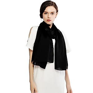 RIIQIICHY Women Shawls and Wraps for Evening Dresses Like Chiffon Black Silk Scarf Formal Silky Pashmina Shawls for Weddings