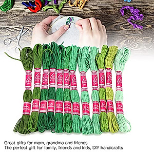Embroidery Floss Set, Colorful Heavy Duty 12 Strands Polyester Exquisite Craft Tool Family Friend Kids Boys Girls Crafts (Green)