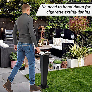 AIWFL Commercial Trash Receptacle Outdoor Trash Can Stainless Steel Garbage Can Black Ash Bin with Inner Bucket for Office Hotel Patio Backyard Restaurants