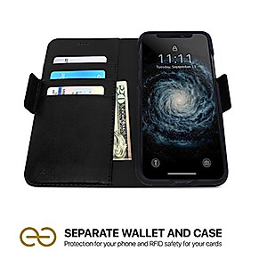 Dreem Fibonacci 2-in-1 Wallet Case for Apple iPhone X & Xs - Luxury Vegan Leather, Magnetic Detachable Shockproof Phone Case, RFID Card Protection, 2-Way Flip Stand - Black