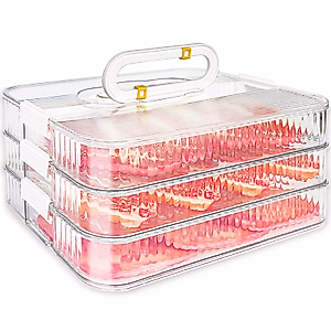 Haawooky 3 Layer Deli Meat Container with Lid,Lunch Meat Container for Refrigerator Organizing,Food Storage Container for Vegetables,Fruit,Bacon,Meat,Cheese