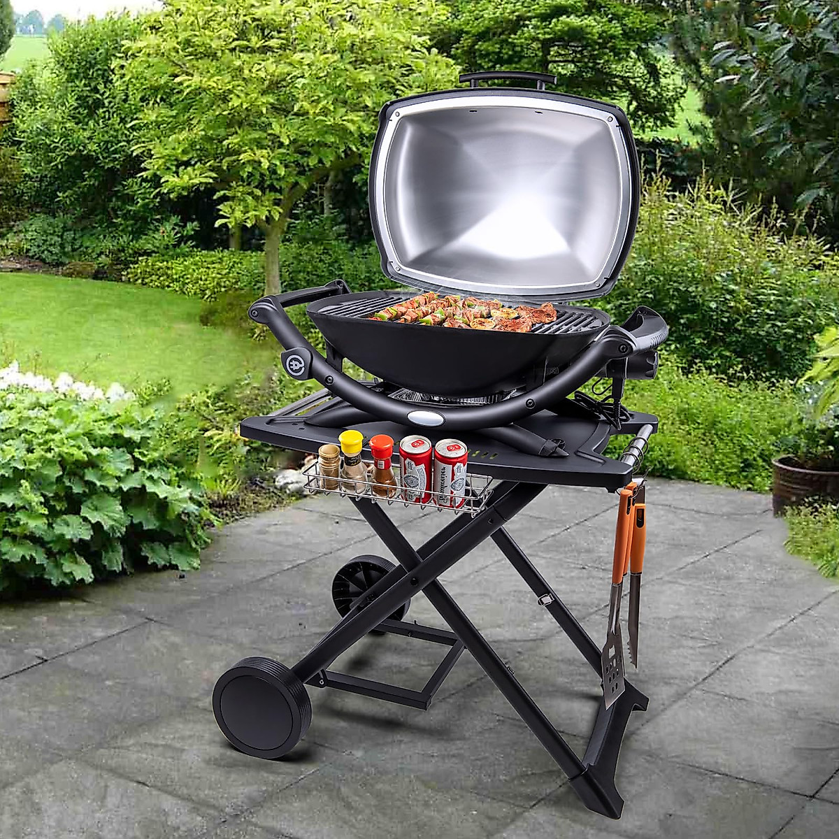 Weber Q Series Portable Grill Cart - Folding Stand for Q1200, Q1000, Q2200, Q2000, Q2400 - Outdoor BBQ