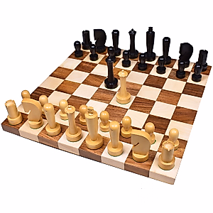 RoyalChessMall-3.9" Berliner Modern Minimalist Chess Pieces Only Set- Weighted Ebonised Boxwood