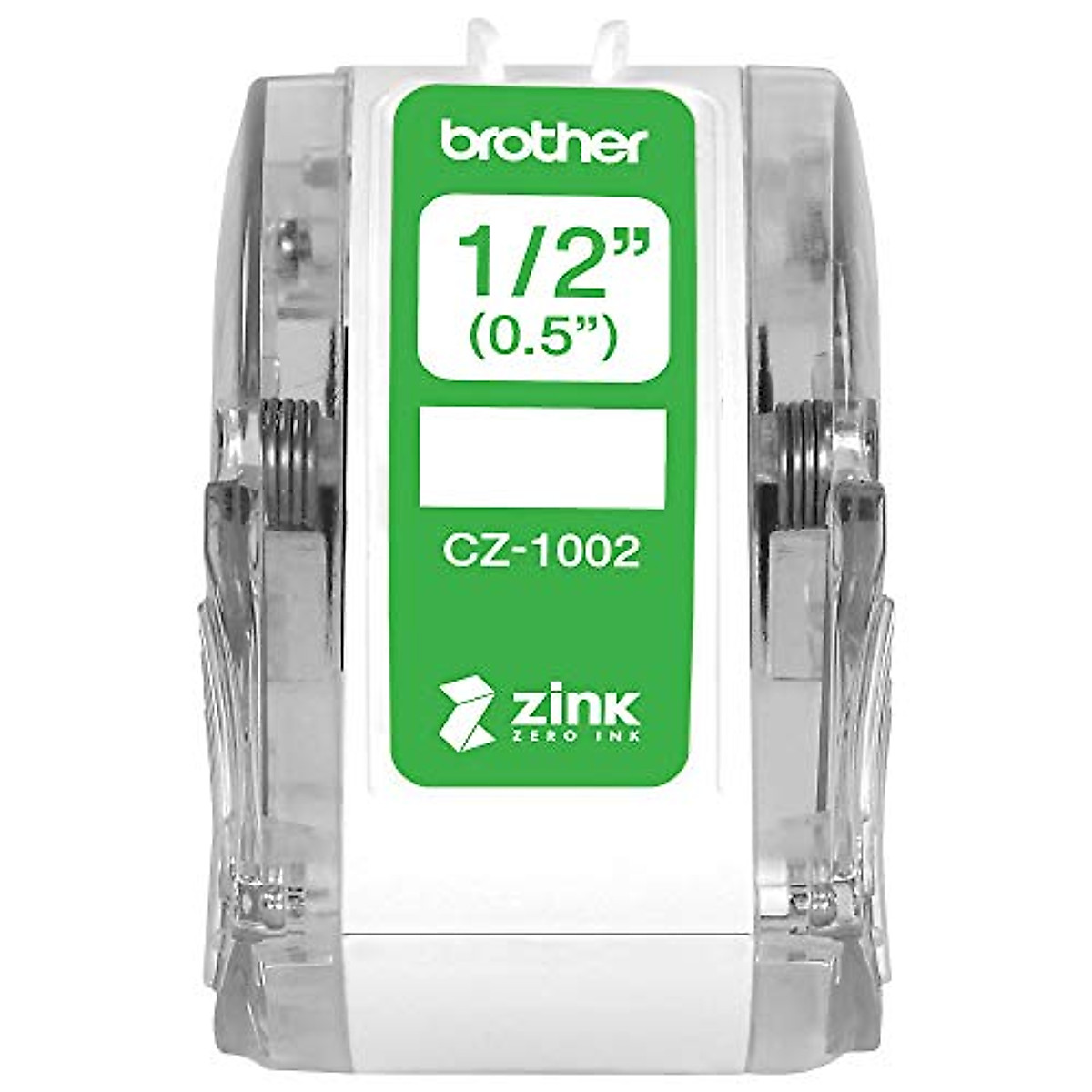 Brother Genuine CZ-1002 Continuous Length ½” (0.5”) 12mm Wide x 16.4 ft. (5 m) Long Label roll Featuring Zink Zero Ink Technology