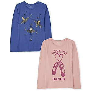 The Children's Place girls The Children's Place Long Sleeve Graphic T- 2-pack Shirt, Dance, Medium US