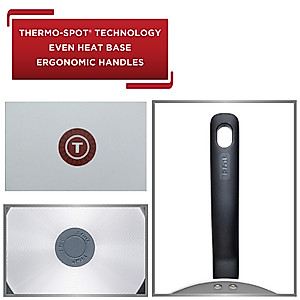 T-fal Initiatives Ceramic Nonstick Fry Pan Set 8.5, 10.5 Inch Oven Safe 350F Cookware, Pots and Pans, Grey