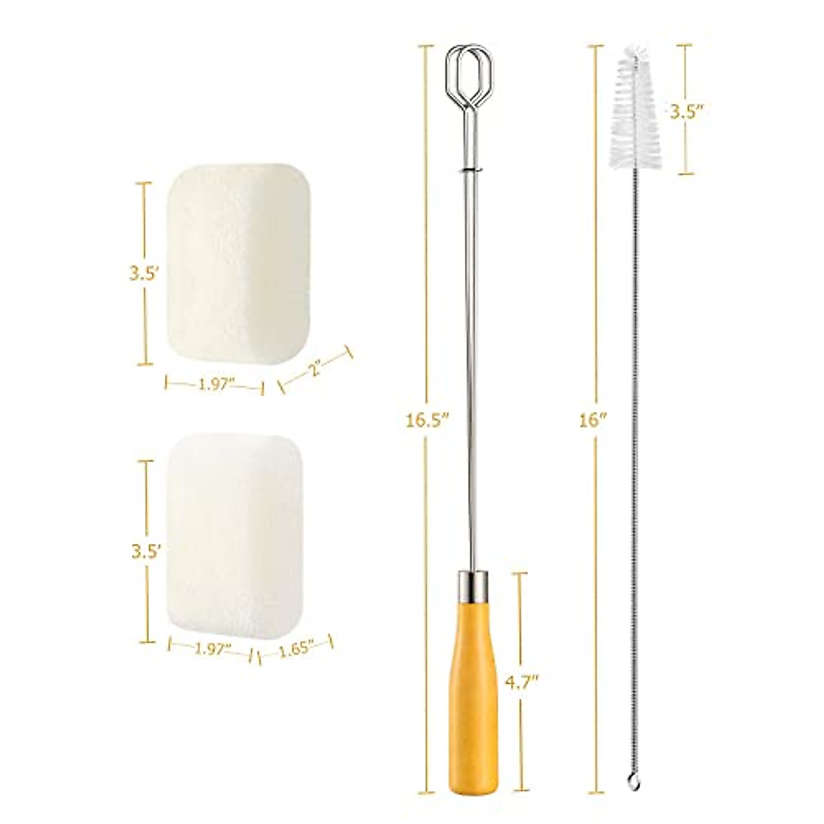 Patented Water Bottle Sponge Cleaner Brush Set-17” Long Soft Tip Flexible Bendable Cleaning Washer Scrubber for Big 1 Gallon/128 oz Water Jug, Half Gal/64oz Hydrojug,Pitcher- 90 Degree Angle Curved