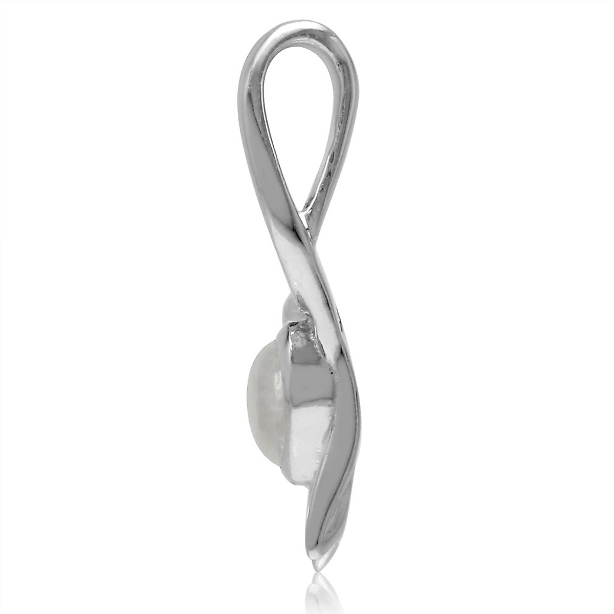 Silvershake Natural Moonstone White Gold Plated 925 Sterling Silver Ginkgo Leaf Solitaire Pendant