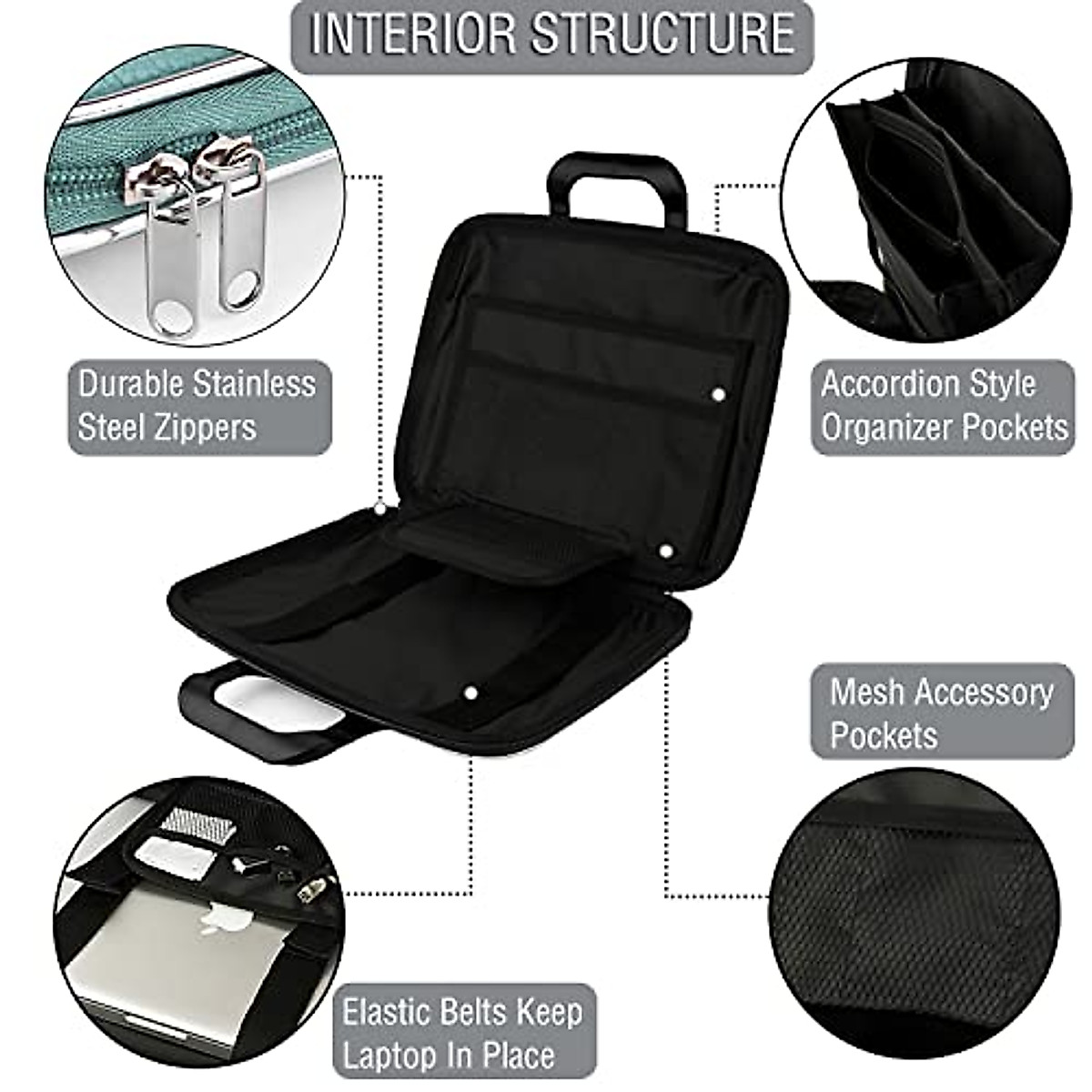 ROXIE Leather Laptop Shoulder Messenger Bag Briefcase Sleeve for ASUS ZenBook 13 Chromebook Flip 14, VivoBook S14, ROG Zephyrus G14