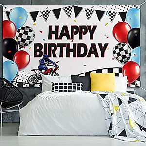 Dirt Bike Birthday Decoration Backdrop Banner Motocross Dirt Bike Racing Dirt Bike Themed Birthday Party Supplies for Kids Boys Teenagers Adults, 72.8 x 43.3 Inch