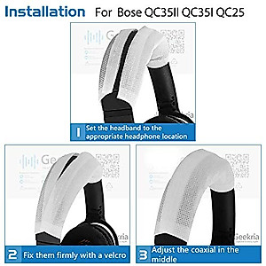 Geekria 100 PCS Disposable Headband Cover/Hook and Loop Headband/Headband Protector for Bose QuietComfort 35 II, QC35, QuietComfort 25, QC25, QuietComfort 15, QC15 Headphones (White)