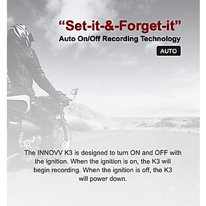 INNOVV K3 Dual Channel Motorcyle Motocam with WiFi, GPS, Parking Mode and IP67 Water-Resistant (microSD Card not Included)