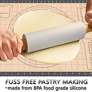 Silicone Pastry Baking Mat Non Stick-Large Rolling Dough with Measurements-Non Slip Pizza,Fondant,Pie,Cake Baking Mat - 26 x 16 Inch By Cook Time