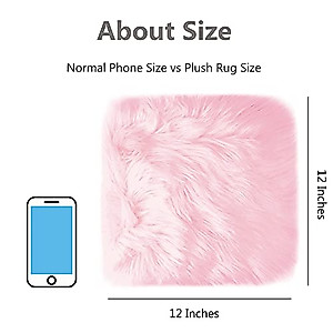 Small Product Photo Background & Luxury Photo Props, 12 Inches Small Square Faux Fur Sheepskin Cushion Fluffy Plush Area Rug, Great for Tabletop Photography, Jewelry, Nail Art, Home Decor (Pink)