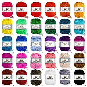 103 PCS Crochet Kit with Crochet Hooks Yarn Set, Premium Bundle Includes 1650 Yards Acrylic Yarn Skeins Balls, Needles, Accessories, Bag, Ideal Starter Pack for Kids Adults Beginner Professionals