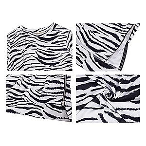 Anna-Kaci Women's Zebra Print Long Sleeve Pullover Tunic Top Fall Crewneck Sweatshirts, Zebra Print, Large