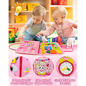 Exorany Busy Board Montessori Toys for 1 2 3 4 Year Old Girls & Boys Birthday Gifts, Sensory Toys for Toddlers 1-3, Educational Travel Toys, Preschool Activities for Learning Fine Motor Skills