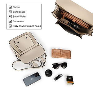 Gladdon Small Messenger Bag for Women Vegan Leather Crossbody Bags Travel Satchel Shoulder Purses Beige