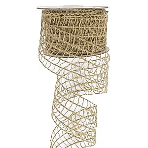 HUIHUANG Mesh Burlap Wired Ribbon With Edge - Rustic Jute Netting 2.5 Inch for Wreaths, Bows, Christmas Tree, Fall Wreath, Crafts, Gift Wrapping, Home Decor - 10 Yards