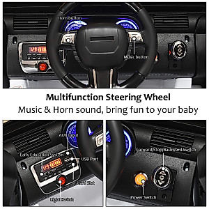 Costzon Ride On Car, 12V Battery Powered Electric Ride On Truck w/Parental Remote Control, LED Lights, Double Doors, Safety Belt, Music, MP3 Player, Spring Suspension (White)