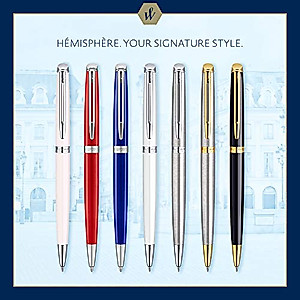 Waterman Hémisphère Ballpoint Pen, Stainless Steel with Chrome Trim, Medium Point, Blue Ink, Gift Box
