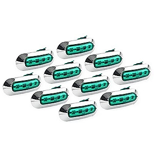 Lirun Motorcycle 10 Pcs Universal 4 LED Side Marker Clearance Light Green Lens For Truck Trailer Pickup SUV Caravan