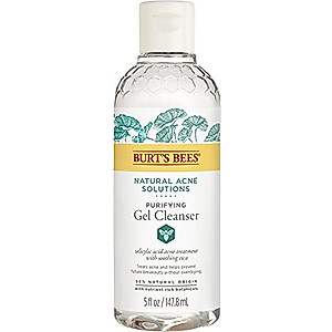 Burt's Bees Natural Acne Solutions Purifying Gel Cleanser, Face Wash for Oily Skin, 5 Oz (Package May Vary)