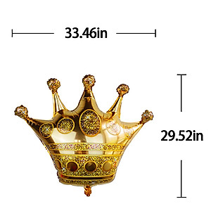 3Pcs Crown Balloons with 20Pcs Gold Confetti Balloons,Crown Foil Helium Balloons for Birthday Wedding Party Decoration (B)