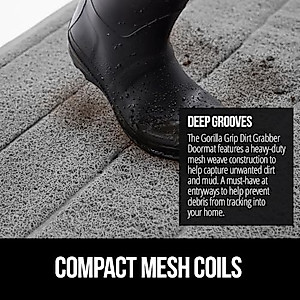 Gorilla Grip Stain and Fade Resistant Dirt Grabber Mesh Door Mat, Low-Profile, Heavy Duty Quick Dry Striped Doormat, Mats for Indoor or Outdoor Entry, Shoe Scraper, Garage Entrance Mat, 35x23, Gray