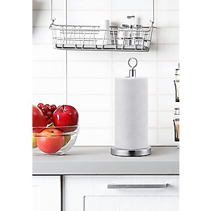 SunnyPoint Heavy Weighted Sturdy Paper Towel Holder Stand Dispenser with Stainless Base Fits Standard and Jumbo Sized Paper Towel, Chrome