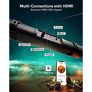 ULTIMEA Sound Bars for TV, 22'' TV Sound Bar, Deep Bass+/- TV Soundbar, Built-in 4 Speakers, 6 EQ Surround Sound Soundbar for TV Speakers, ARC/Optical/Bluetooth/AUX Home Theater Speakers-60W