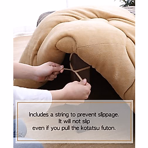 BJDesign Washable Kotatsu Futon Casual Checkered Design, 100% Polyester Fabric Material, Home and Living, Japanese Kotatsu Blanket (Brown, Rectangle (75 x 95 Inches))