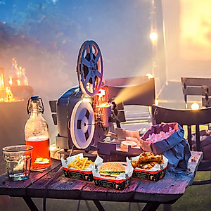 100 Pcs Movie Night Party Supplies Carnival 2 lb 50 Movie Paper Food Tray Party Bowl with 50 Waxed Deli Paper for Movie Decorations Movie Serving Tray Snack Popcorn Holder Assembled(Movie Style)