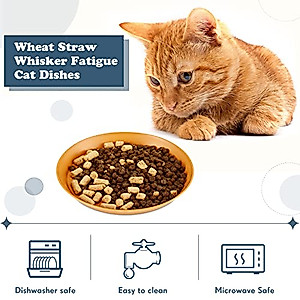 12 Pieces Whisker Fatigue Relief Cat Bowl 6 Inch Shallow Cat Food Dish Cat Wet Feeding Bowls Wide and Small Pet Plate for Kittens and Short Legged Cat, Wheat Straw (Round)