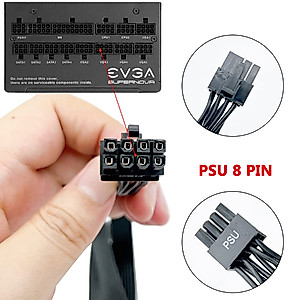 Certusfun PCIE Cable for EVGA, 65CM Male to Male 8 Pin to Dual 6+2 Pin GPU Power Cable for EVGA G+ G2 G3 G5 G6 GA GM GT P2 P3 P5 P6 P+ T2 T3 (65cm+15cm)