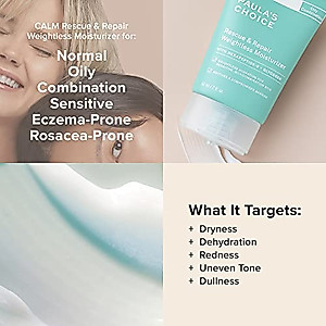 Paula's Choice CALM Rescue & Repair Moisturizer for Sensitive, Oily + Combination Skin, Soothes Redness, Suitable for Rosacea-Prone & Eczema-Prone Skin, Fragrance-Free & Paraben-Free, 2 Fl Oz