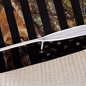 Set of 2 American Flag Camo Throw Pillow covers 18x18, Military Hunting Pillow covers, Rustic Tree Leaves Camouflage Cushion cases, Nature Branches Decorative Pillow covers for Boys, Black Brown