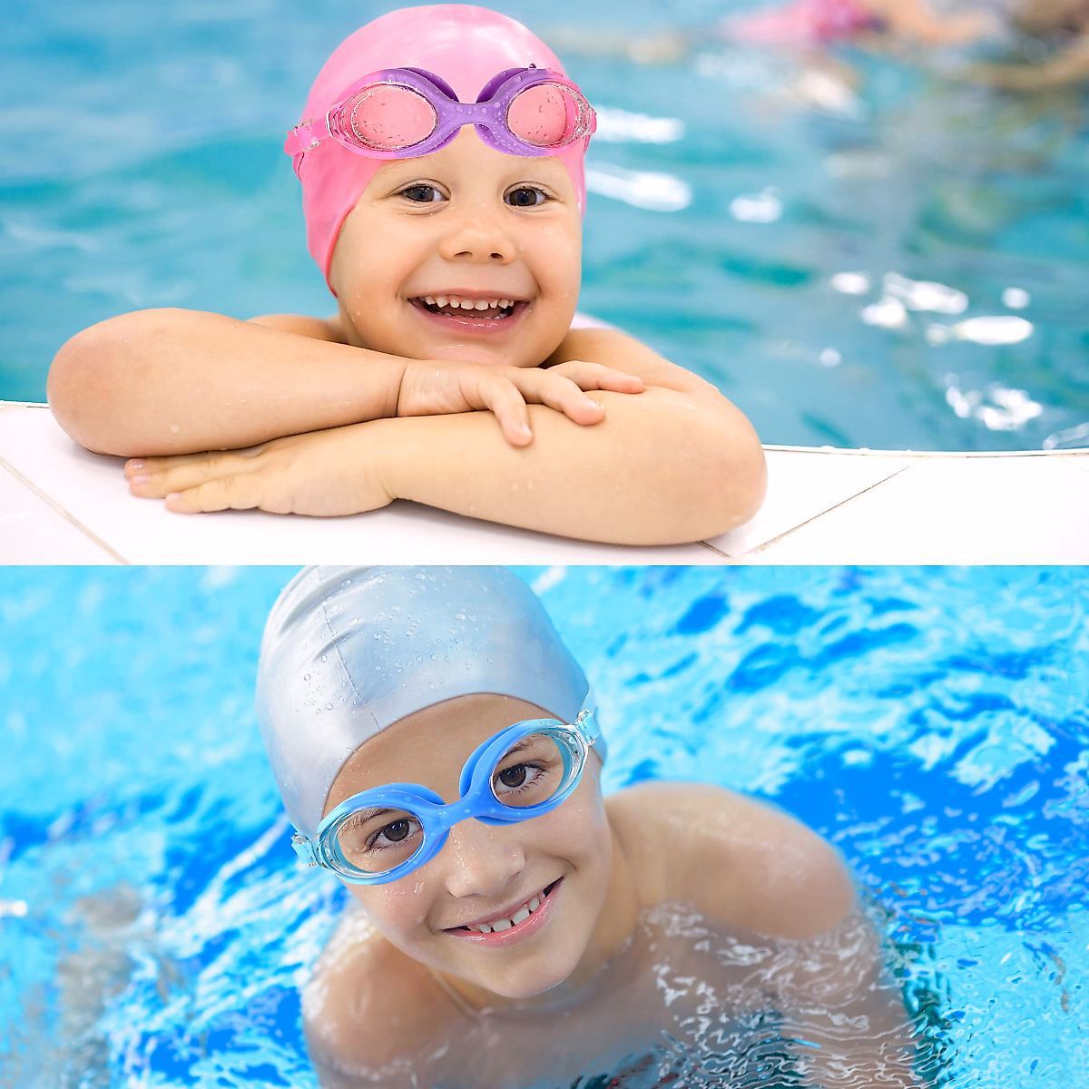 EWPJDK Kids Swim Goggles - 2 Pack Swimming Goggles Anti Fog Anti-UV No Leaking For Children Teens Boys & Girls Age 3-15 (Purple & Blue)