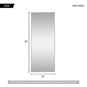 self Full Length Floor Mirror 65"x22" Large Rectangle Wall Mirror Standing Hanging or Leaning Against Wall for Bedroom, Dressing and Wall-Mounted Thin Frame Mirror - Oxidized Silver