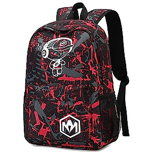 School Backpack for Teen Boys Bookbags Elementary High School Laptop Bags MenTravel Daypacks (Red)