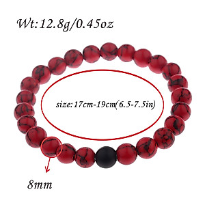 LeZisuIre CNLQ Long Distance Bracelets For Lovers Couples Matching Gift Matte Agate 8mm Bead Stone (Elastic Red) (Elastic Red)