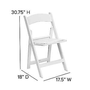 EMMA + OLIVER Folding Chair - White Resin – 2 Pack 800LB Weight Capacity Comfortable Event Chair - Light Weight Folding Chair